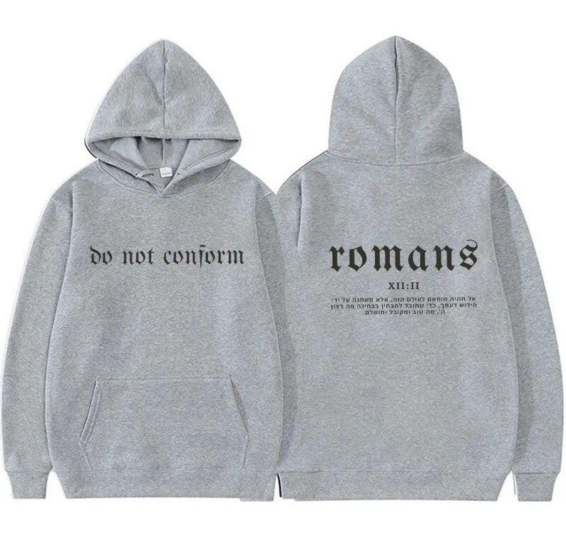 Christian Hoodie With Romans 12:2 Embroidery, Bible Verse Streetwear ...