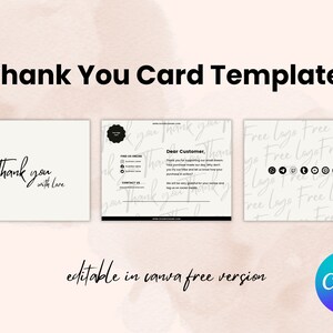 Editable Thank You Card Canva Template - Etsy