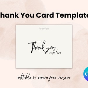 Editable Thank You Card Canva Template - Etsy