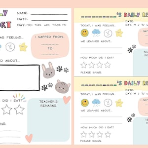 EDITABLE Daycare Daily Report Template Headstart Preschool Mothers Day ...