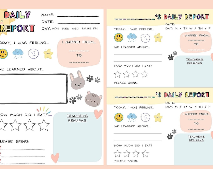 Daycare Daily Report for Teachers (digital File) - Etsy