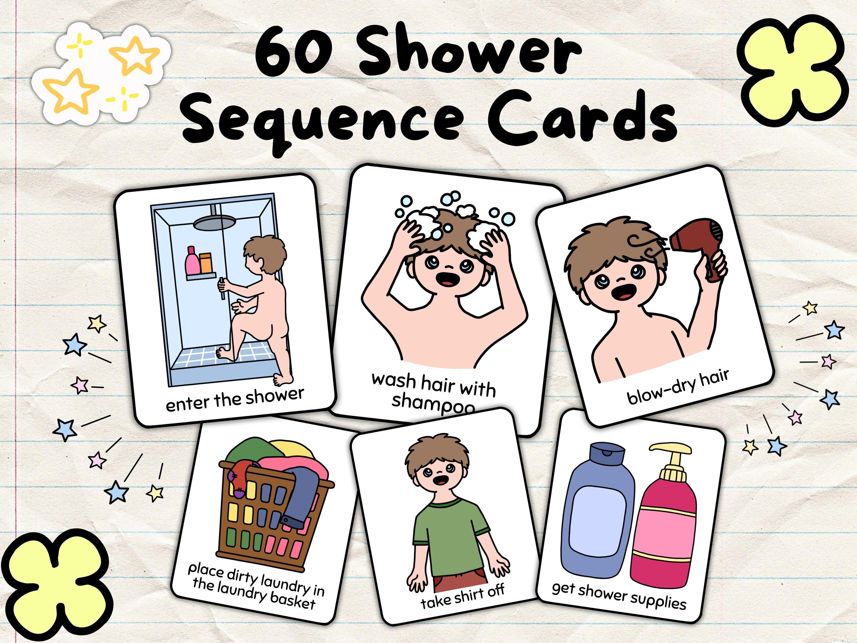 Shower Sequence Cards for Boys | Special Needs | Autism AAC Life Skills ...