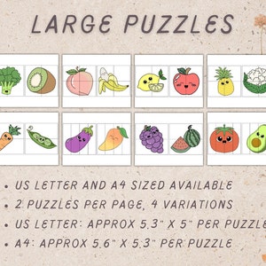 45 Fruits and Vegetables Puzzles | Preschool Matching Card | Montessori ...