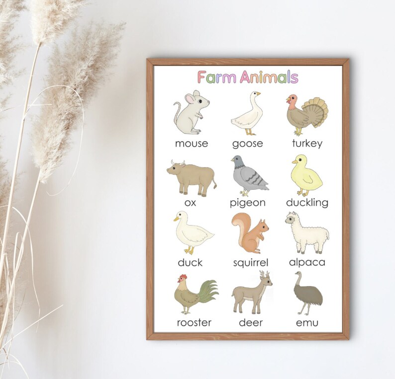 24 Farm Animals Poster Educational Posters Montessori Printables ...