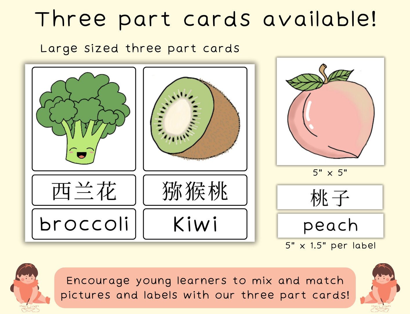 45 Mandarin and English Bilingual Fruits and Vegetables Flash Cards ...