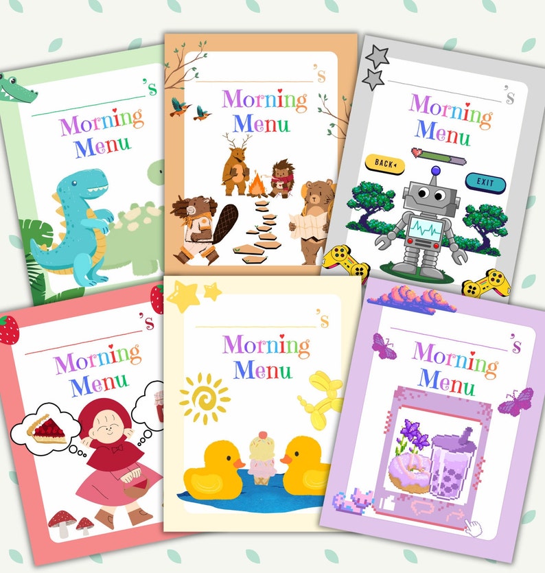 Preschool Morning Menu Printable | Homeschool Morning Menu | Preschool ...