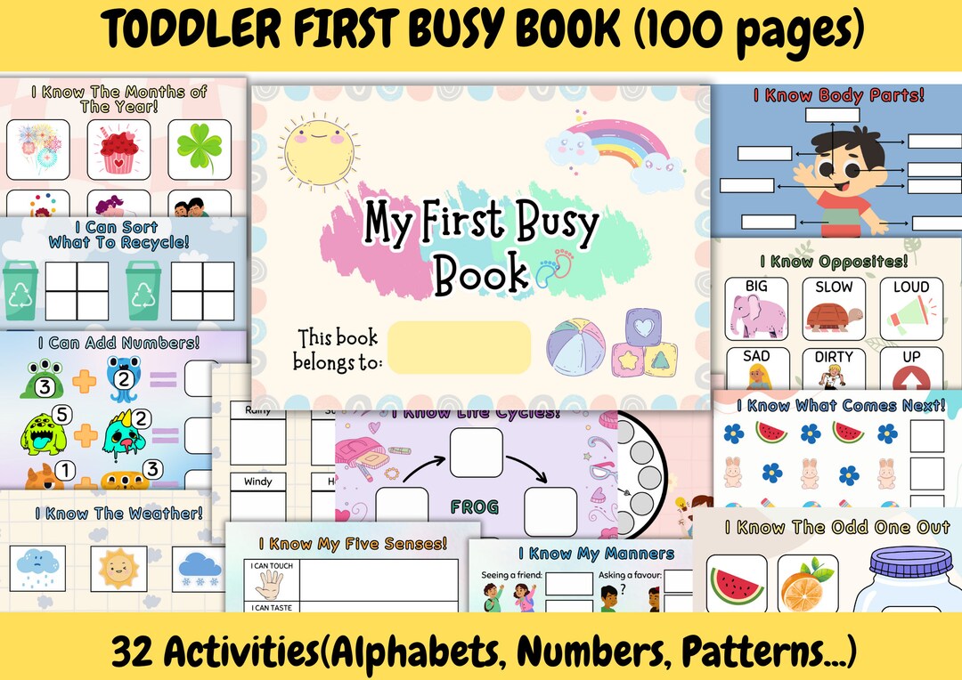 My First Busy Book Printable Toddler Book Preschool - Etsy