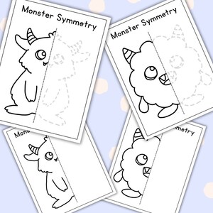 20 Cute Monster Symmetry Sheets | Tracing Worksheets | Early Finishers ...