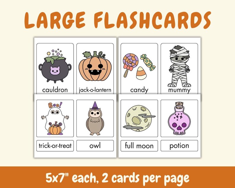 32 Halloween Vocabulary Flashcards | Preschool Homeschool Printables ...
