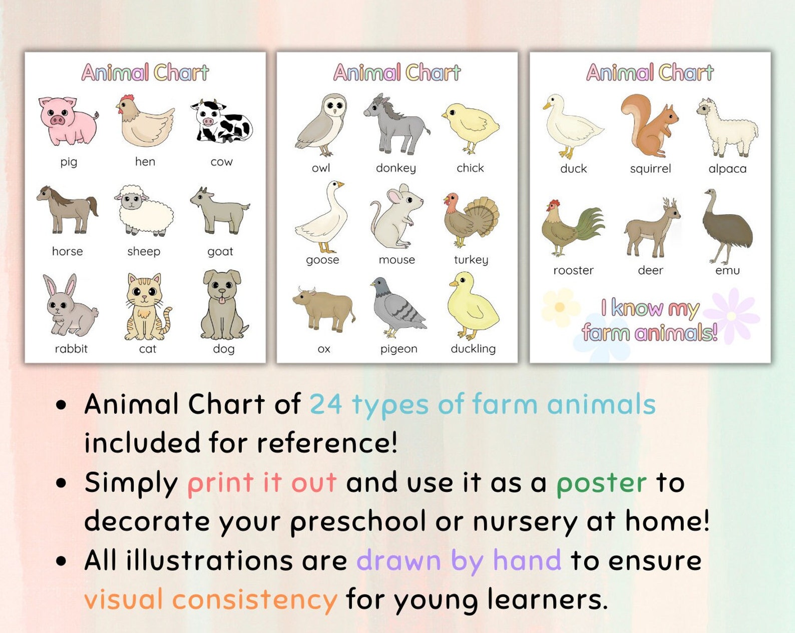 Farm Animals Workbook | Preschool Homeschool Worksheets | Alphabets ...