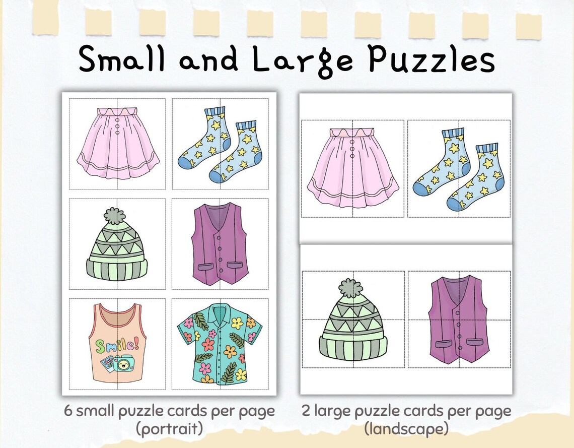 50 Clothes and Accessories Matching Game | Toddler Puzzle Activity ...