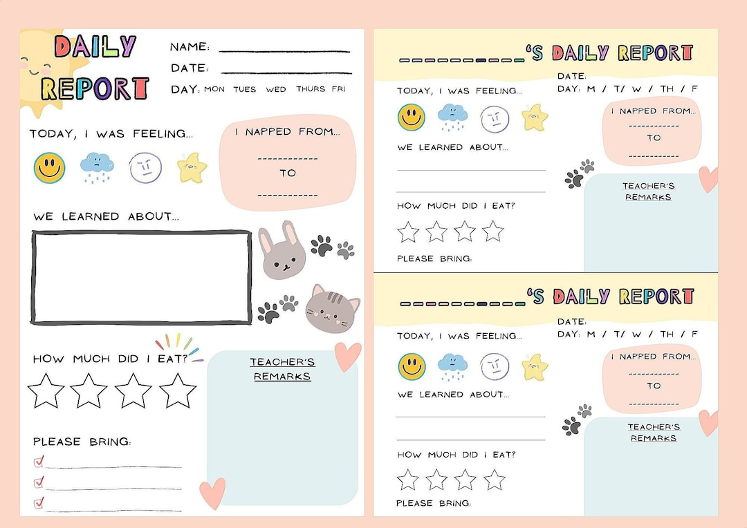 Printable Preschool Daily Report Card | Preschool Report Card | Toddler ...