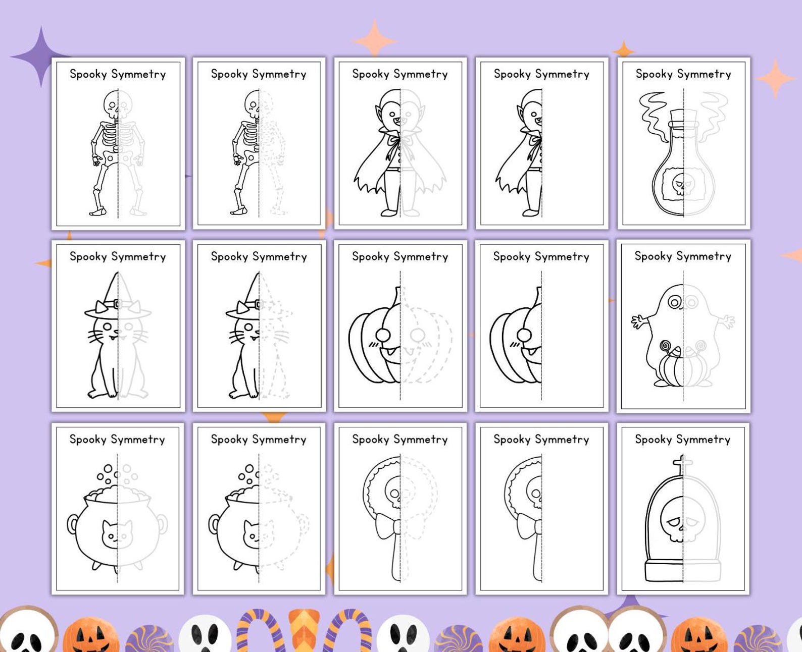 30 Halloween Symmetry Worksheets | Early Finishers | First Second Grade ...