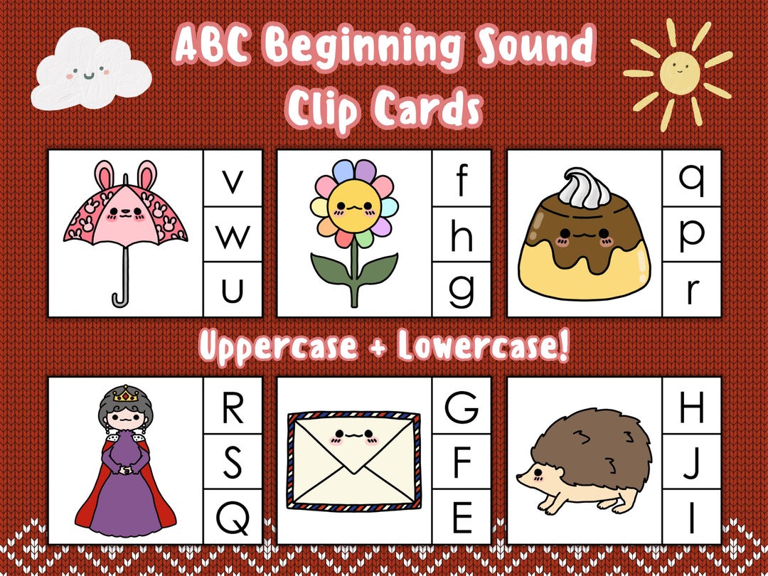 Alphabet Clip Cards | A-Z Beginning Letter Sounds | Kindergarten ...