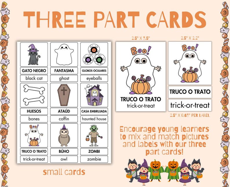 32 Spanish and English Bilingual Halloween Flashcards | Preschool ...