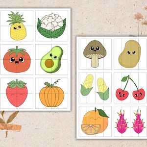 45 Fruits and Vegetables Puzzles | Preschool Matching Card | Montessori ...