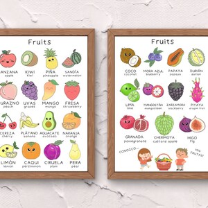 Spanish and English Fruits and Vegetables Bilingual Educational Poster ...