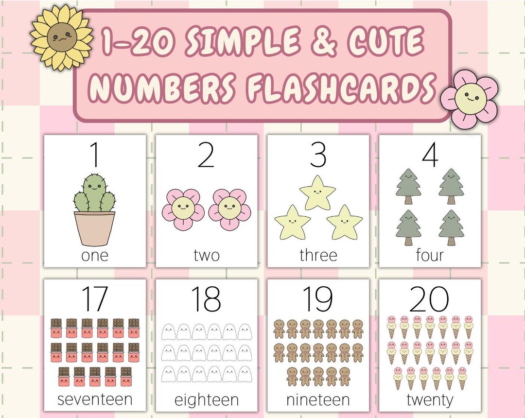 1-20 Simple Numbers Flashcards | Preschool Homeschool Math | Learn ...