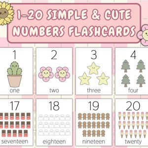 1-20 Simple Numbers Flashcards | Preschool Homeschool Math | Learn ...