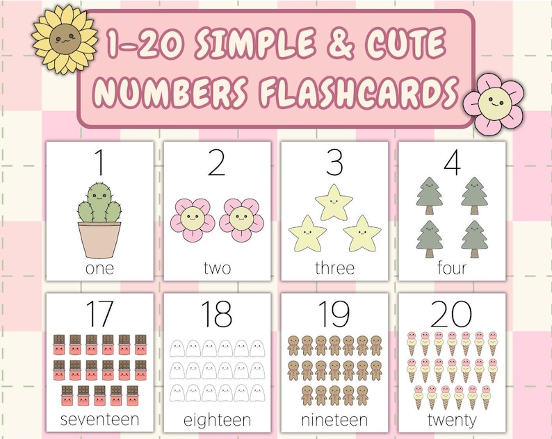 1-20 Simple Numbers Flashcards | Preschool Homeschool Math | Learn ...