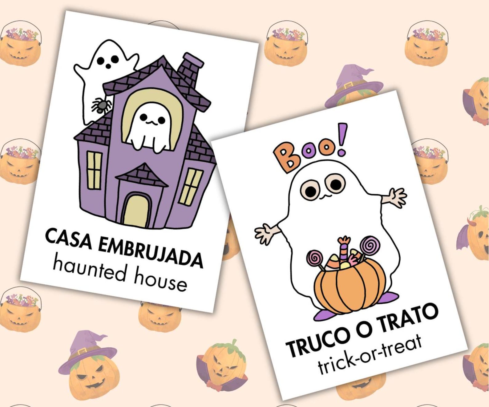 32 Spanish and English Bilingual Halloween Flashcards | Preschool ...