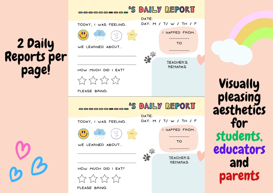 Printable Preschool Daily Report Card | Preschool Report Card | Toddler ...