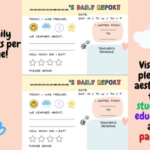 Printable Preschool Daily Report Card | Preschool Report Card | Toddler ...