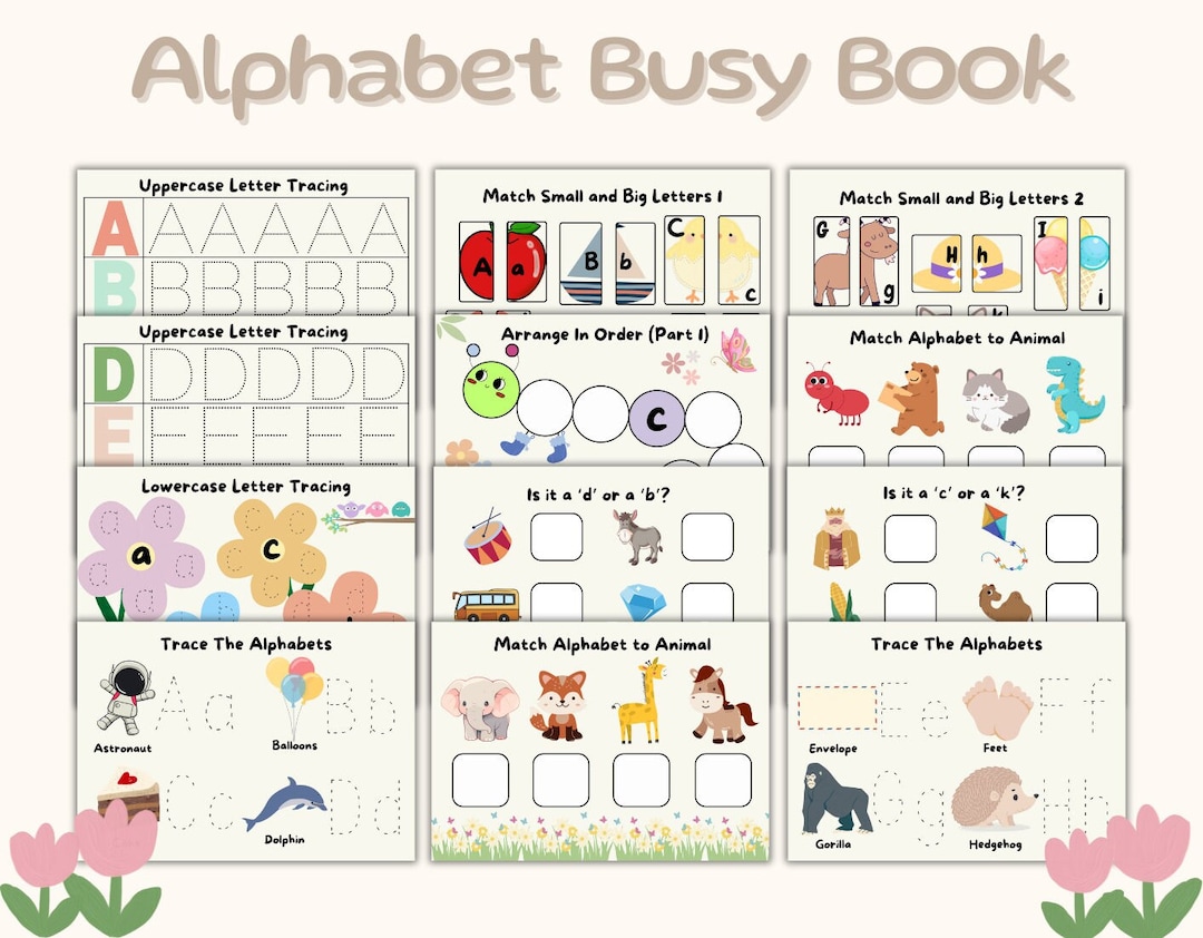 Toddler Busy Book | Toddler Alphabet Busy Book| Kindergarten Quiet Book ...