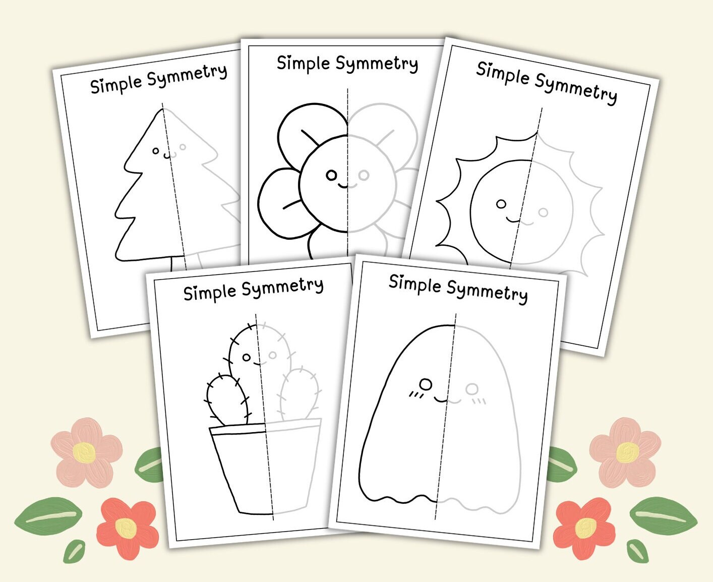 50 Simple Symmetry Worksheets | Early Finishers | Preschool Symmetry ...