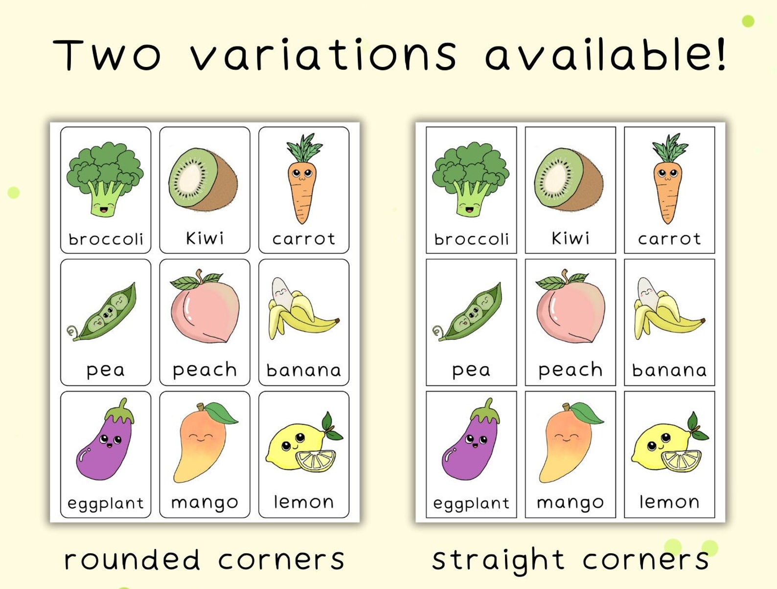 45 Fruits and Vegetables Flash Cards | Montessori Flashcards ...