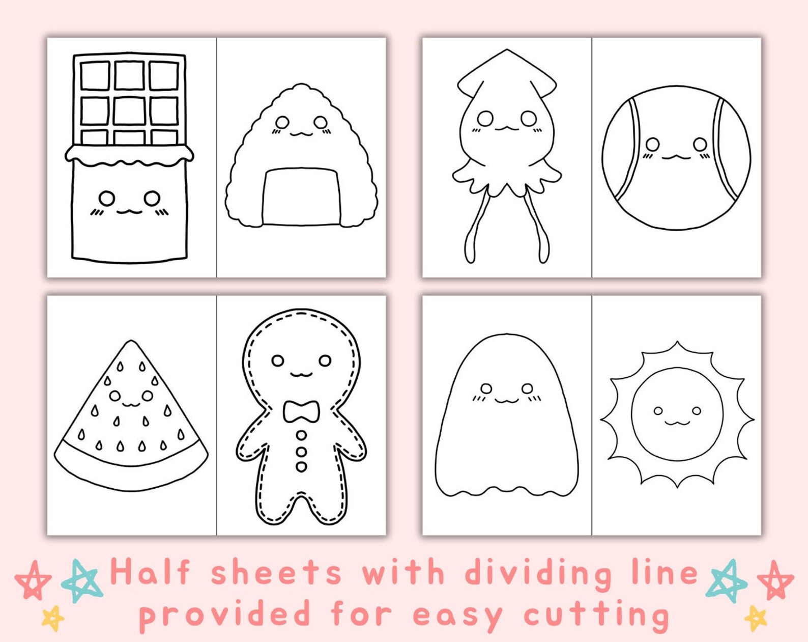 50 Cute Coloring Pages | Easy Kawaii Coloring Pages for Kids | Toddler ...