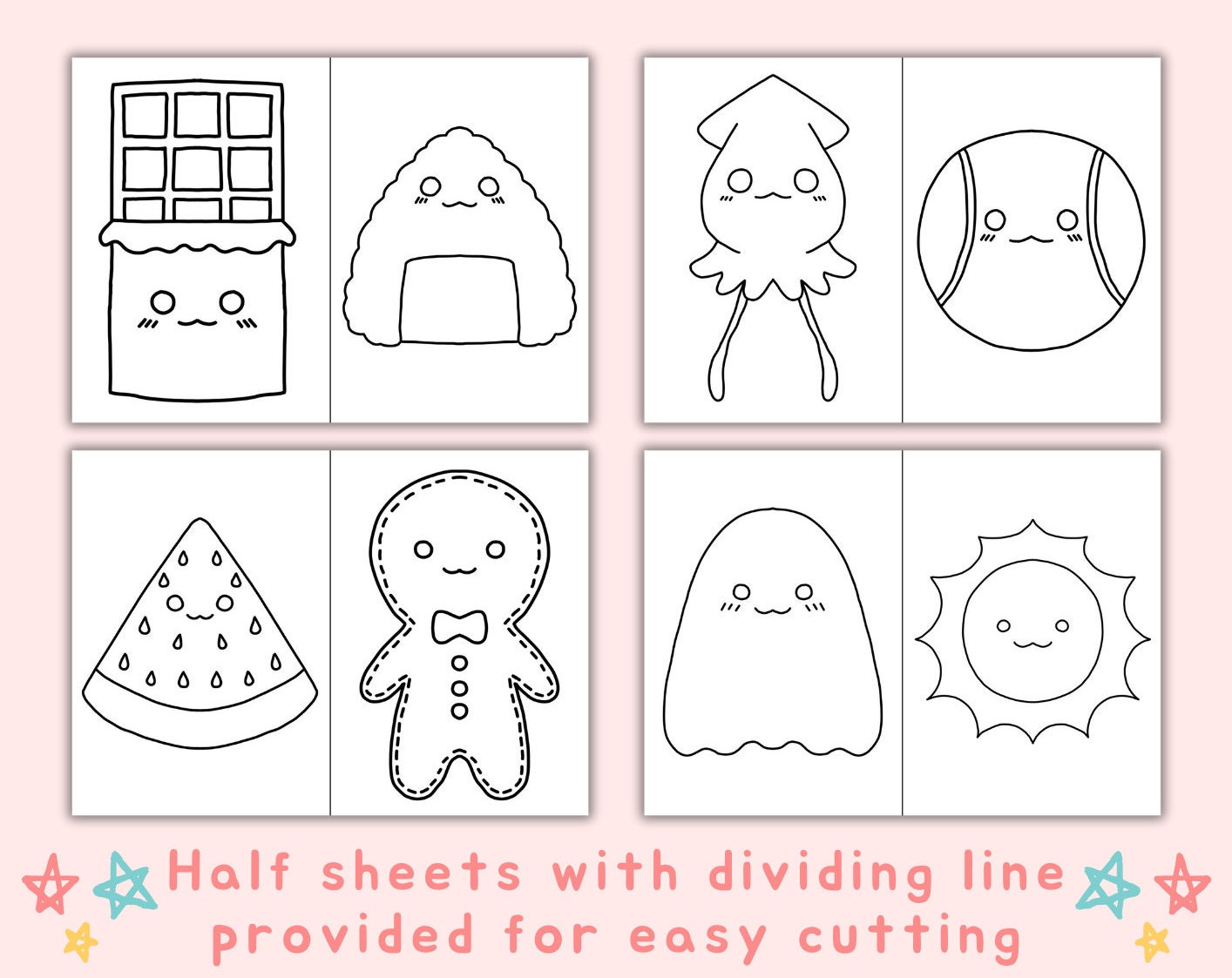 50 Cute Coloring Pages Easy Kawaii Coloring Pages for Kids Toddler ...