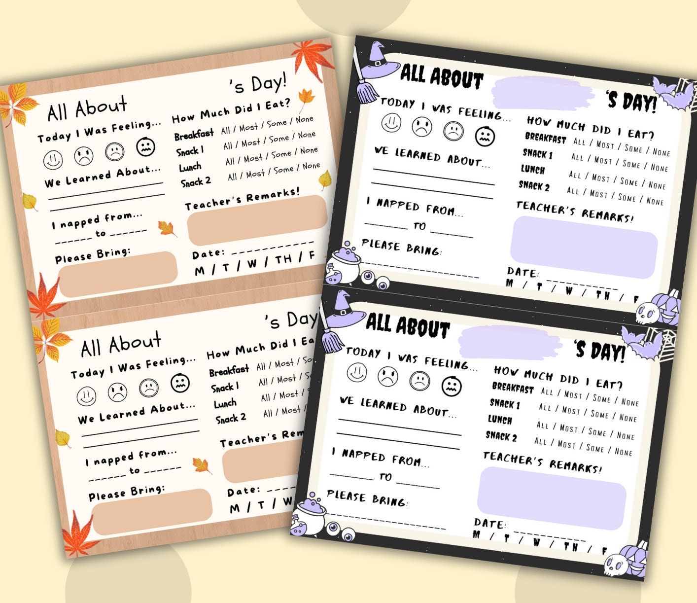 Preschool Daily Report | Daycare Daily Log | Toddler Daily Log ...