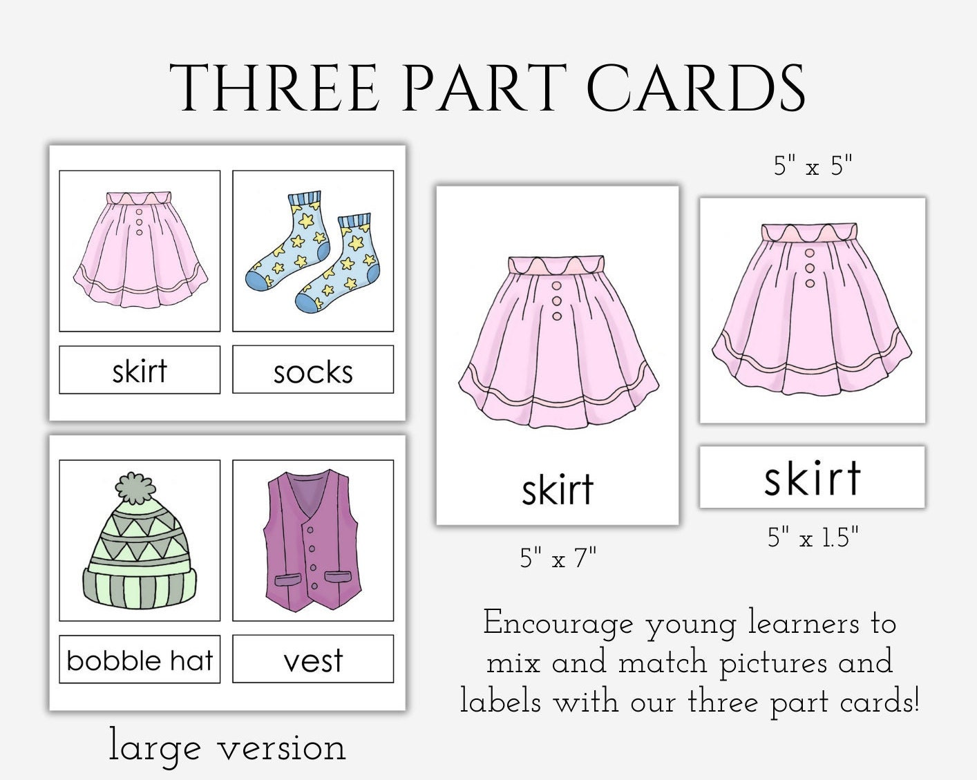 50 Clothes and Accessories Flashcards | Montessori Toddler Flash Cards ...