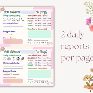 Pastel Preschool Daily Report | Homeschool Report Card| Toddler Daily ...