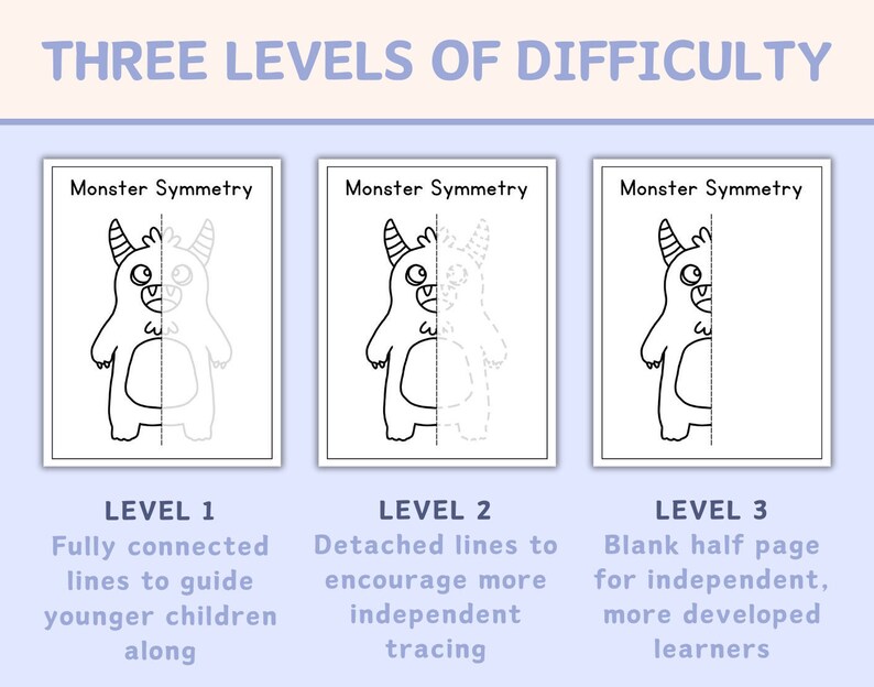 20 Cute Monster Symmetry Sheets | Tracing Worksheets | Early Finishers ...