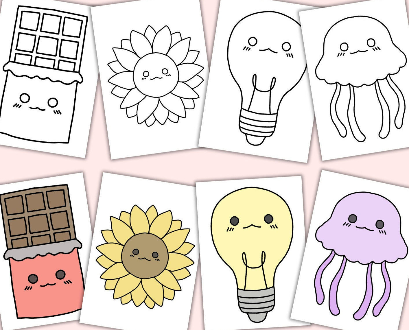 50 Cute Coloring Pages | Easy Kawaii Coloring Pages for Kids | Toddler ...