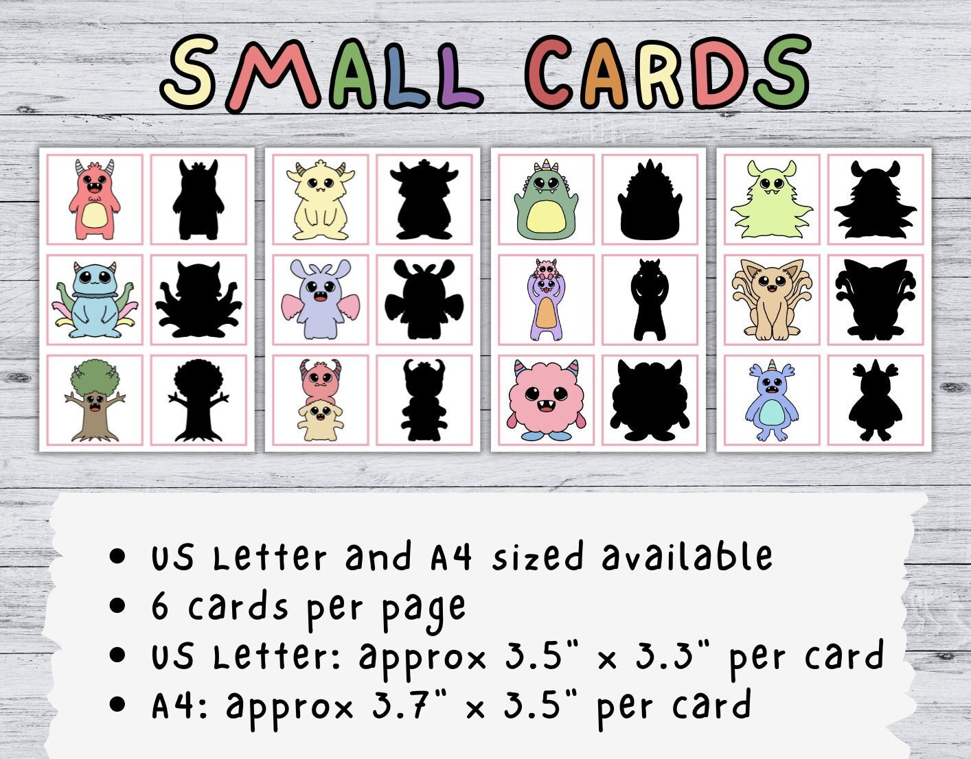 20 Cute Monsters Shadow Matching Game | Monster Puzzles | Matching ...