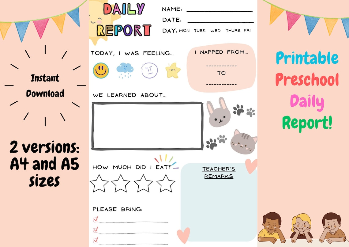 Printable Preschool Daily Report Card | Preschool Report Card | Toddler ...