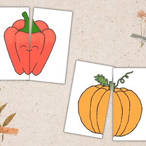45 Fruits and Vegetables Puzzles | Preschool Matching Card | Montessori ...