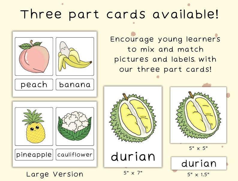 45 Fruits and Vegetables Flash Cards | Montessori Flashcards ...