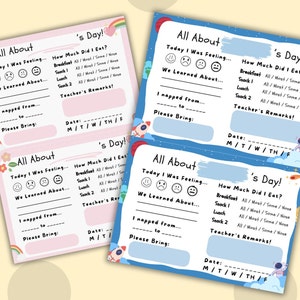 Preschool Daily Report | Daycare Daily Log | Toddler Daily Log ...