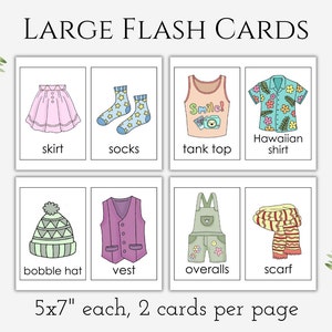 50 Clothes and Accessories Flashcards | Montessori Toddler Flash Cards ...