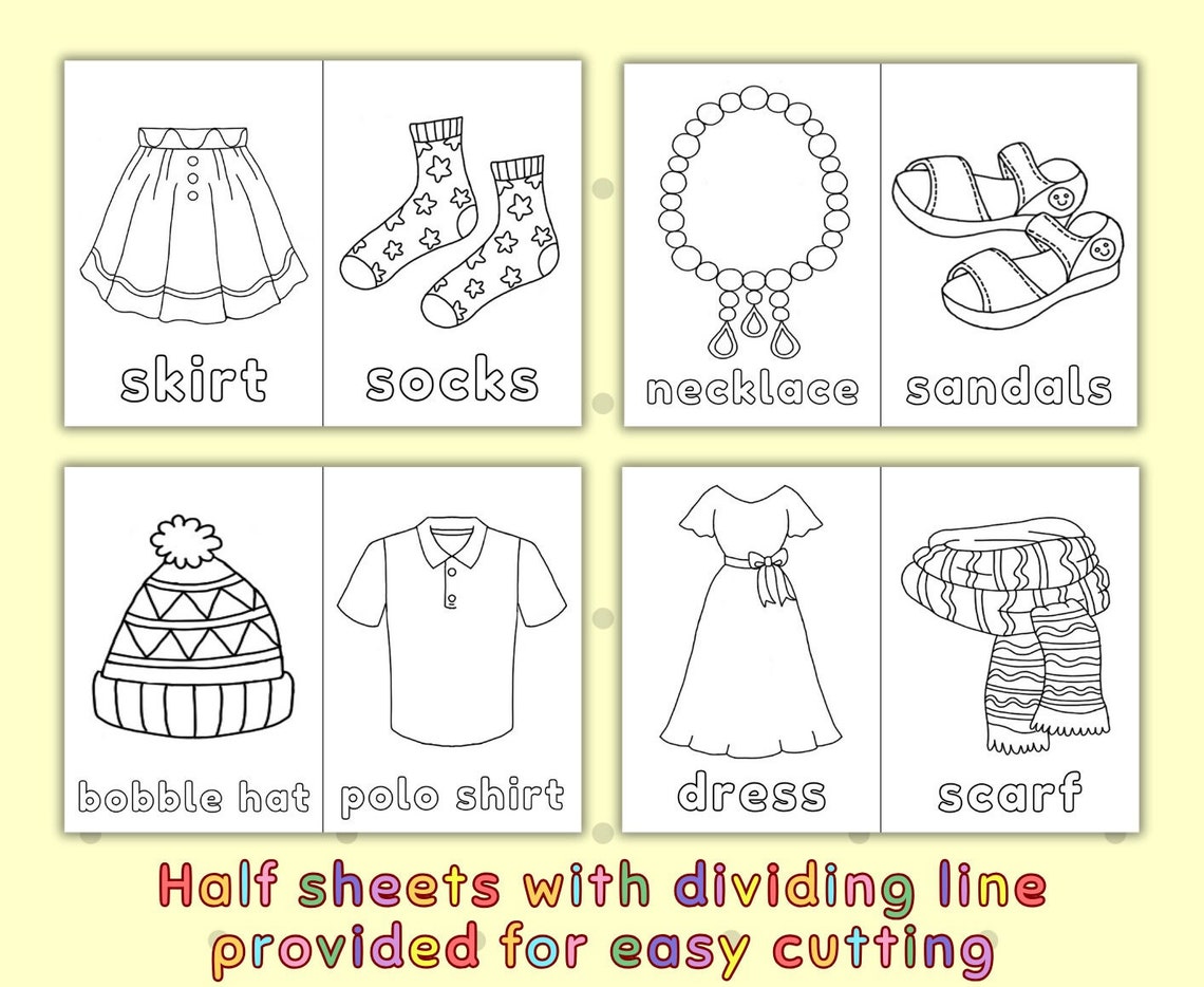 50 Clothes and Accessories Coloring Pages | Preschool Coloring Pages ...