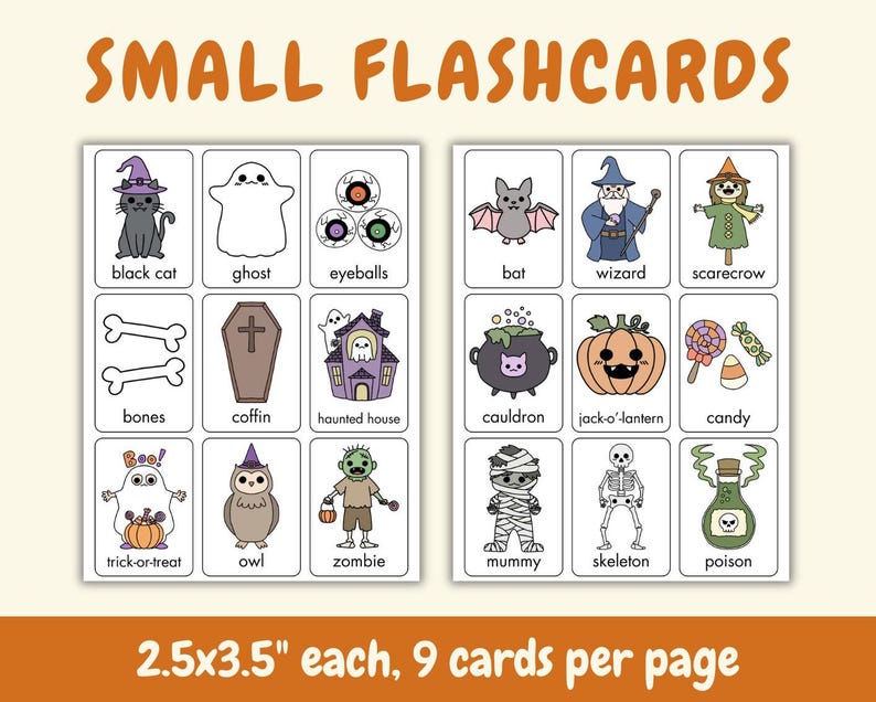 32 Halloween Vocabulary Flashcards | Preschool Homeschool Printables ...