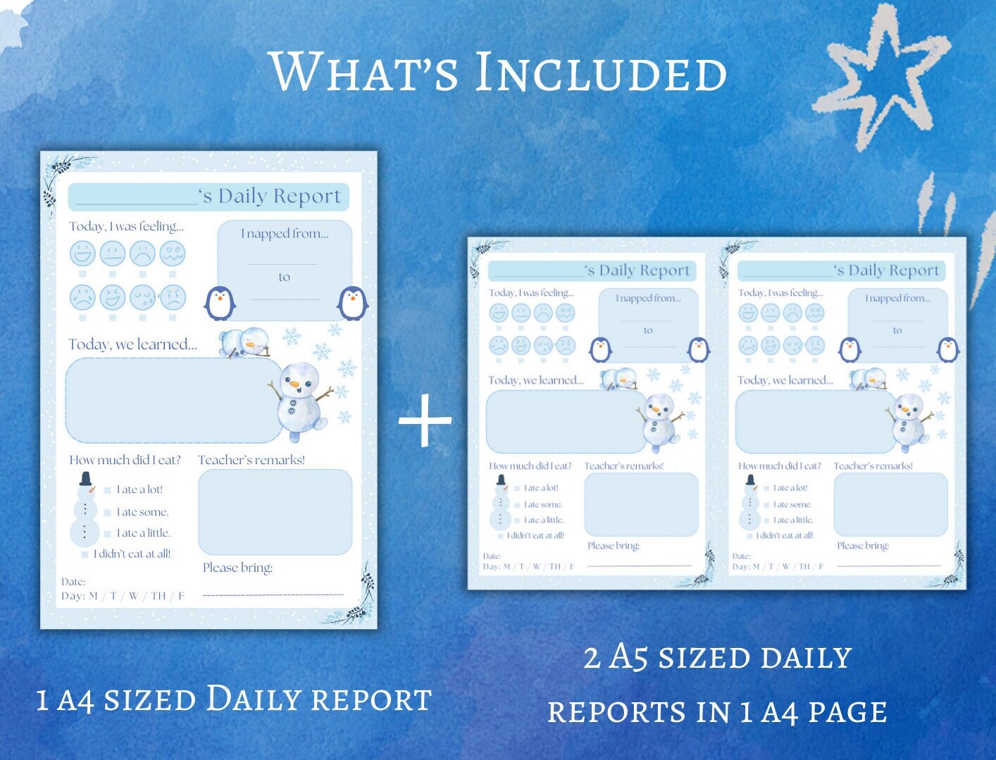 Preschool Daily Report | Toddler Daily Log | Daycare Report Card ...