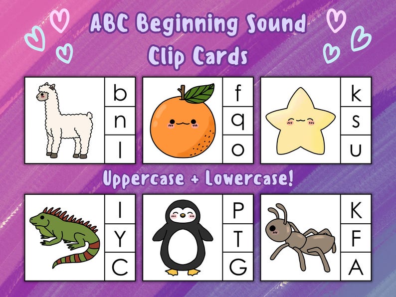 26 Alphabet Clip Cards | ABC Phonics Matching Game | Beginning Sounds ...