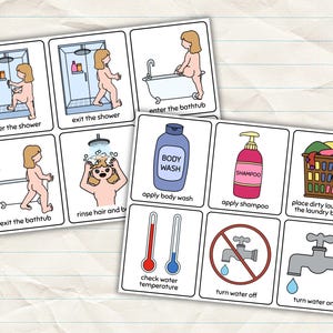 Editable Text Shower Sequence Cards for Girls | Boardmaker | Visual ...