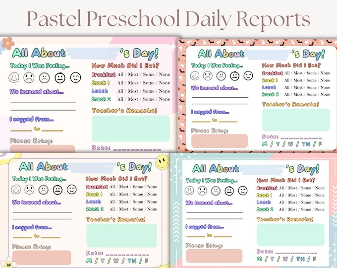 Daycare Daily Report, Fillable Daily Report for Daycare, Daycare ...