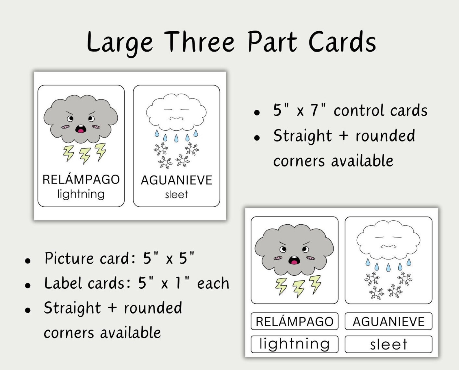 Spanish and English Weather Flash Cards | Bilingual Weather Toddler ...